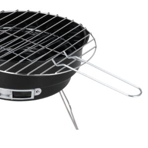 BBQ Grill Round, Mini Round Charcoal Grill, Portable Stainless Steel Barbecue Grills, Black Non stick Iron Roaster and Smoker for Home Kitchen Picnic Camping, with 2 Grilling Net