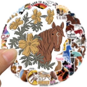 50Pcs Pack Horse Stickers Horse Style PVC Waterproof Vinyl Stickers Decals for Decor Party Car Laptops Water Bottle Helmet Refrigerator Stickers