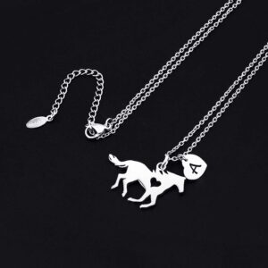 Horse Gifts for Girls Horse Necklace, Stainless Steel Heart A Initial Necklace Horse Necklace for Women Little Girls, Horse Necklace Jewelry Silver 26 Initial Letter Necklace for Girls Birthday Gifts