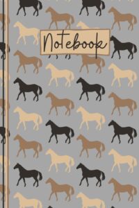 horse notebook: cute horse lined journal, adorable equestrian gift, the perfect novelty horse gift for a horse or pony rider - grey