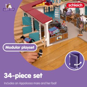 Schleich Horse Club — 34-Piece Stall Playset, Stable Play Set Extension with Mare and Foal Figurines, Toys for Girls & Boys Ages 5+