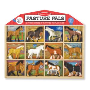 Melissa & Doug Pasture Pals - 12 Collectible Horses With Wooden Barn-Shaped Crate - Toy Horses, Horse Figures For Kids Ages 3+