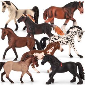 divwa 8 pieces 6'' plastic horse figure toy set for girl,big realistic horse toy figurine farm animal toy gift for boy toddler kid,horse party favor decoration supplies birthday pinata