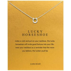 lang xuan good luck horseshoe pendant friendship chain necklace with meaning card for women silver gift