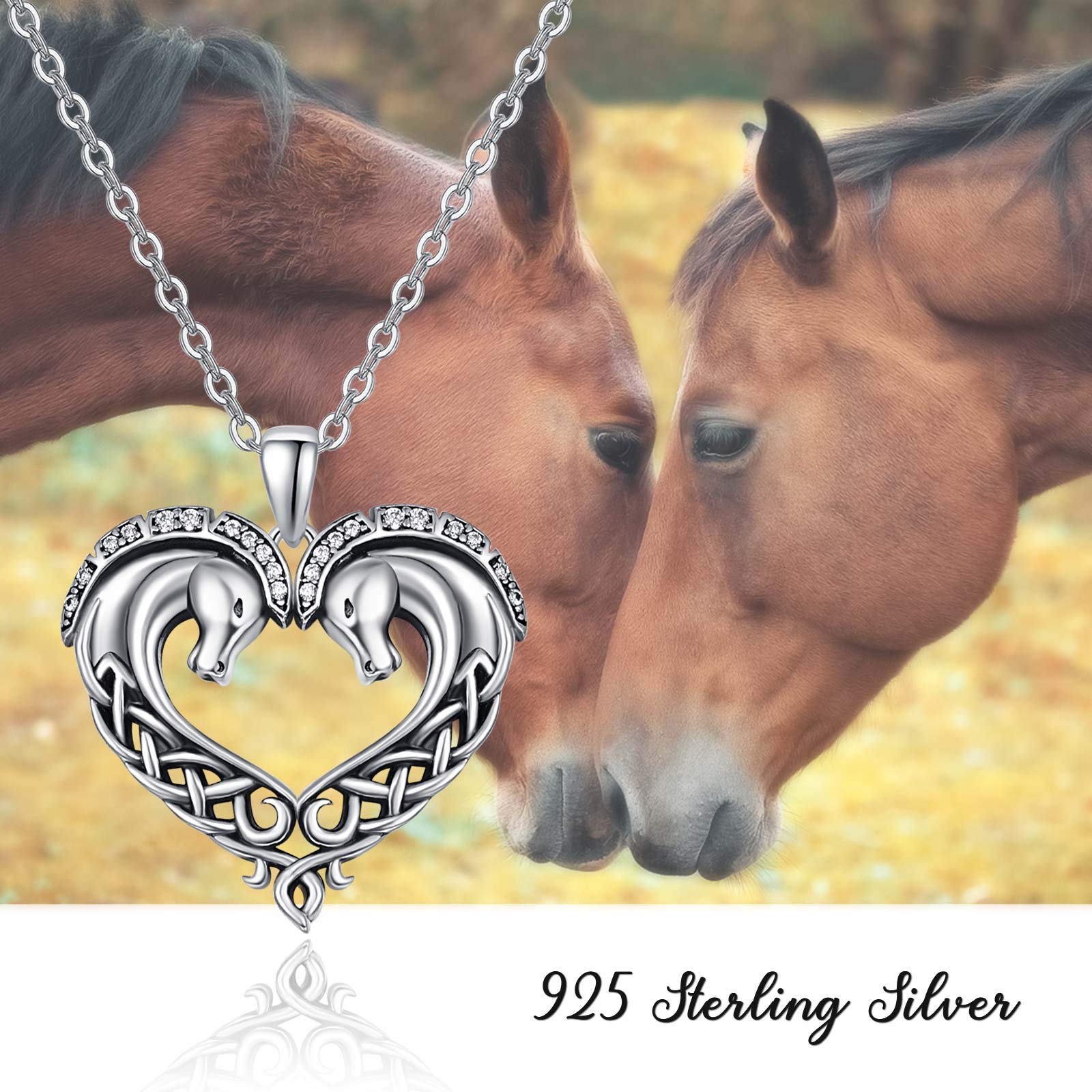 Horse Necklace for Women 925 Sterling Silver Celtic Horse Pendant Necklace Hypoallergenic Horse Jewelry Gift for Women Horse Lovers