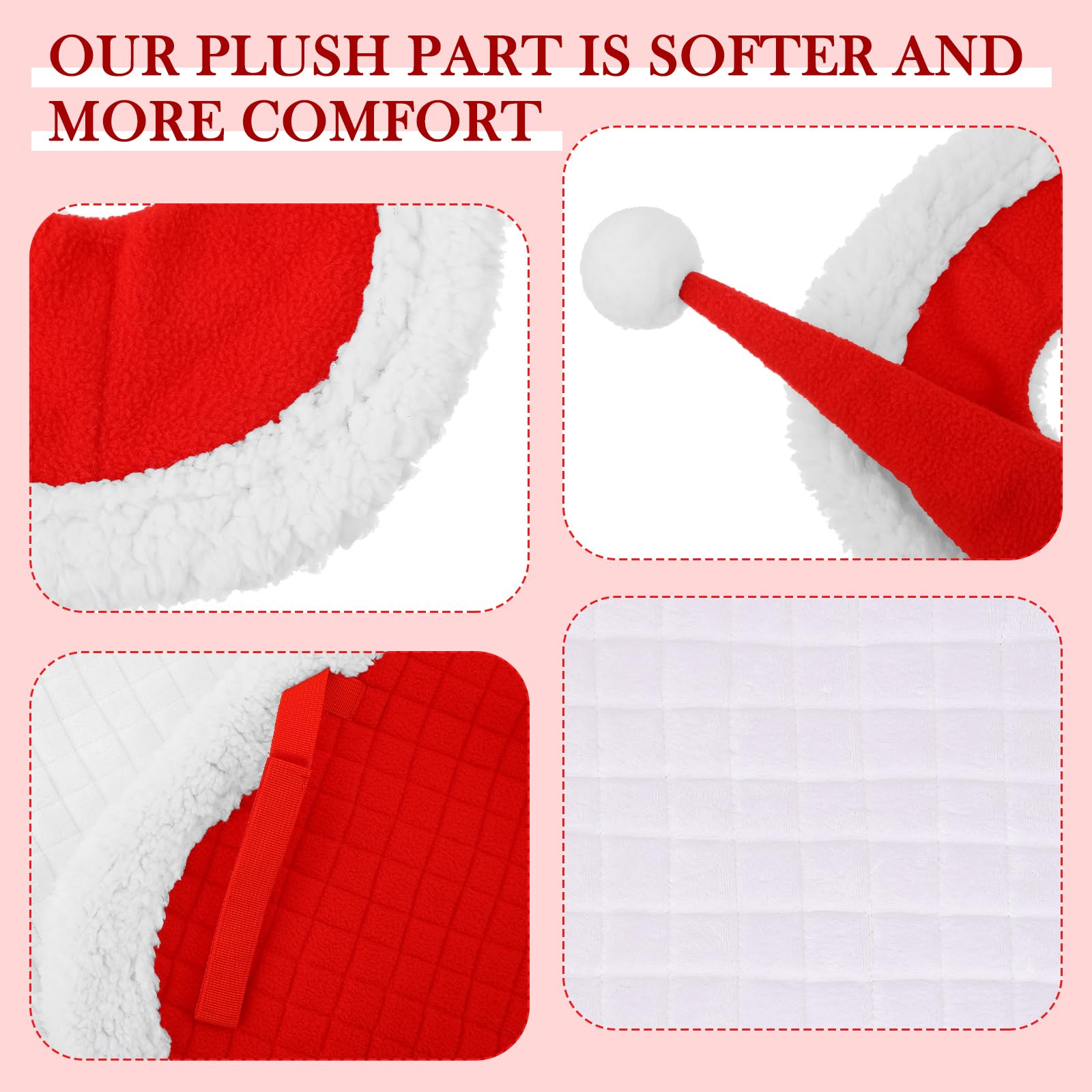 Abbylike 6 Pcs Christmas Holiday Santa Leg Wraps with Faux Fur Trim Holiday Santa Horse Hat All Purpose Santa Saddle Pad for Christmas Horse Costume Accessories