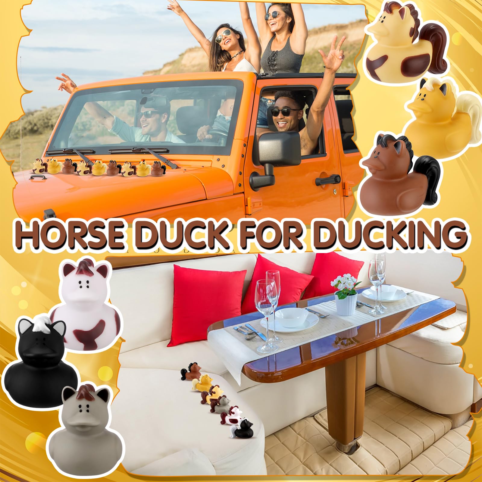 Hungdao 24 Pcs Horse Rubber Duck 2.36 Inch Bucking Horse Ducks Small Ducks Pool Float Bath Decor Gift for Horse racing festival Boys Girls Classroom Prizes Baby Shower Party Favors