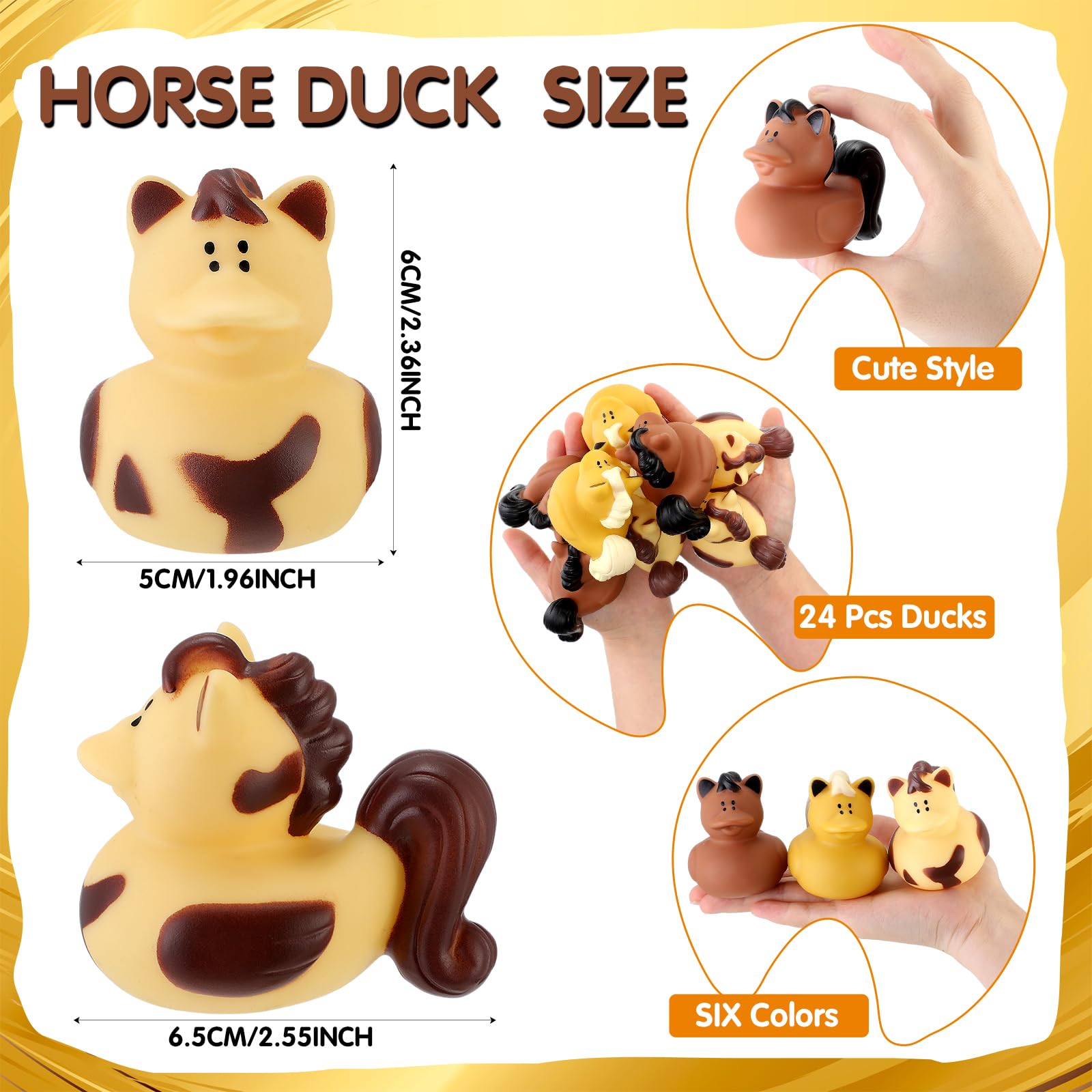 Hungdao 24 Pcs Horse Rubber Duck 2.36 Inch Bucking Horse Ducks Small Ducks Pool Float Bath Decor Gift for Horse racing festival Boys Girls Classroom Prizes Baby Shower Party Favors