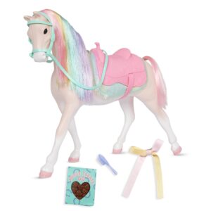 glitter girls – 14-inch toy horse – rainbow mane & pink tail – removable saddle, blanket & brush – doll horse accessories – kids 3 years + – twinkle, large