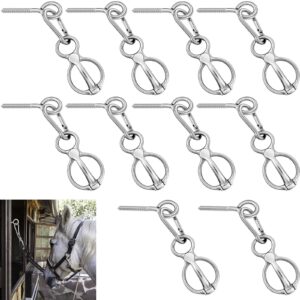 nuenen horse tie ring stainless steel horse tack and supplies safety horse accessories with eye bolts and snaps saddle horse training equipment for pulling(silver,3 sets)