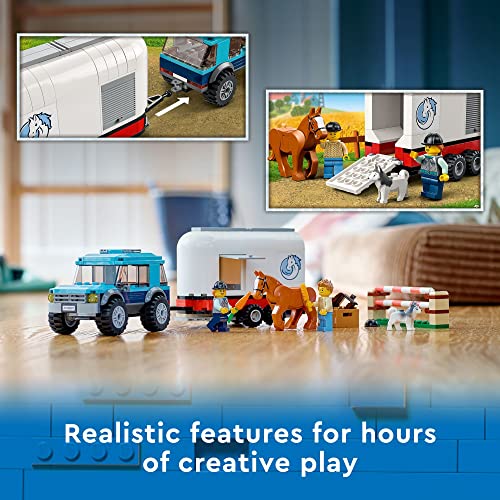 LEGO 60327 City Great Vehicles Horse Transporter Set, with SUV Toy Car, Trailer, Horse Figure and Jump, Gifts for Kids, Boys & Girls 5 plus Years Old