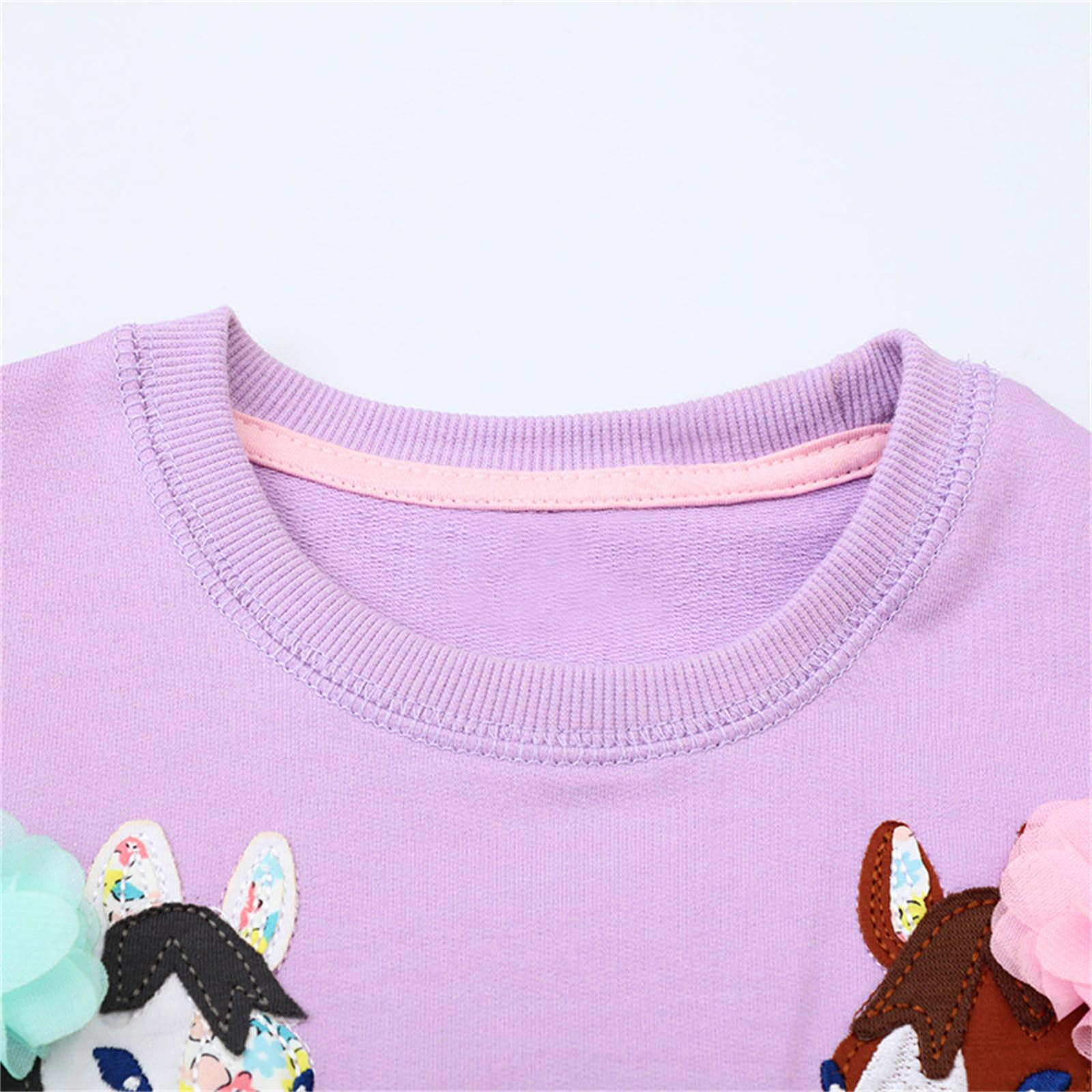 HILEELANG Kids Girl Sweatshirts Purple Unicorn Applique Cotton Casual Long Sleeve Tops Christmas Sweater Shirts 4T