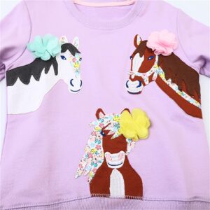 HILEELANG Kids Girl Sweatshirts Purple Unicorn Applique Cotton Casual Long Sleeve Tops Christmas Sweater Shirts 4T