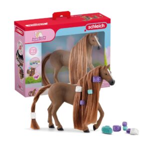 schleich horse club sofia's beauties english thoroughbred mare playset - realistic toy figure with brushable hair and accessories, fun and imaginative play for boys and girls, gift for kids ages 5+