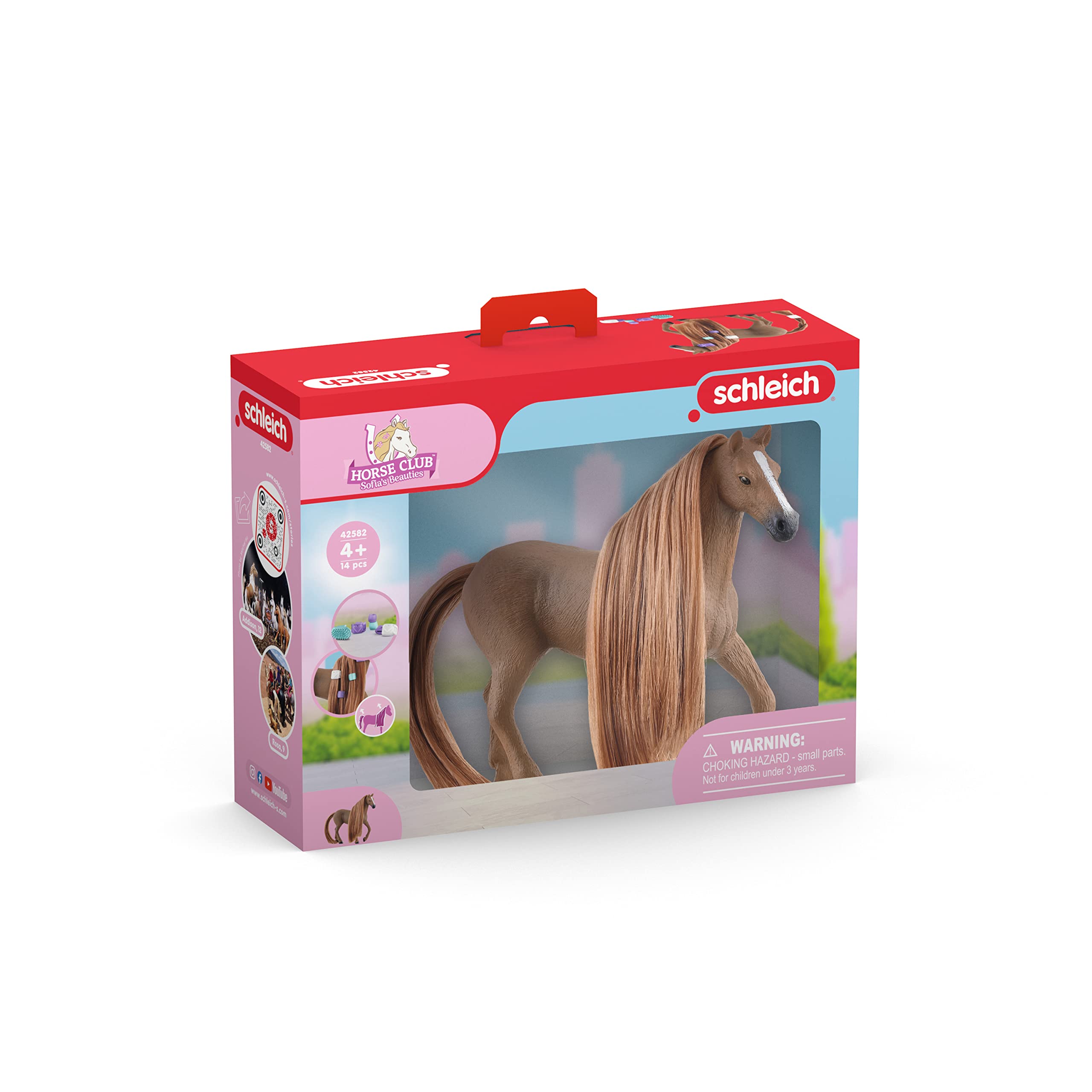 Schleich Horse Club Sofia's Beauties English Thoroughbred Mare Playset - Realistic Toy Figure with Brushable Hair and Accessories, Fun and Imaginative Play for Boys and Girls, Gift for Kids Ages 5+