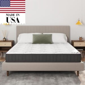 ottomanson 9" full mattress in a box made in usa, firm mattress, hybrid mattress cool improved airflow with edge to edge pocket coil, bed in a box, ottopedic