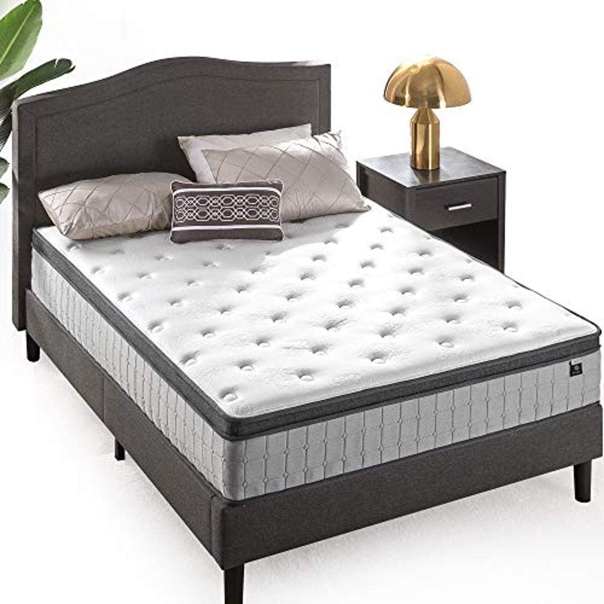 ZINUS 12 Inch Comfort Support Cooling Gel Hybrid Mattress, Full, Euro Top Innerspring Mattress, Motion Isolating Pocket Springs, Mattress in A Box