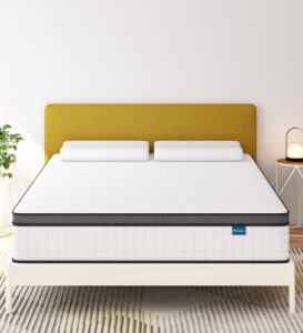 elitespace king mattress,12 inch hybrid king size mattress in a box,mattresses with memory foam and pocket spring,soft and comfort white king mattress,non-fiberglass,medium firm.