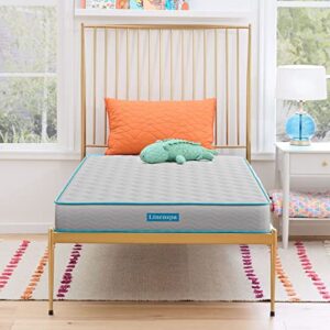 linenspa 6 inch mattress - firm feel - bonnell spring with foam layer - mattress in a box - youth or kids bed - guest bedroom - durable and breathable support - affordable - narrow twin size, grey