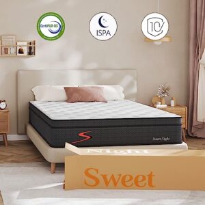 Sweetnight King Mattress in a Box - 12 Inch Pillow Top King Size Mattress, Gel Memory Foam Hybrid Mattress with Individually Pocketed Springs for Support & Comfort Sleep, Siesta Black