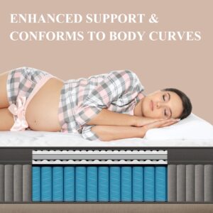 BedStory King Mattress 14 Inch - Luxury Hybrid Mattress for Extra Lumbar & Hip Support - Pain Relieving Motion Isolation Cooling Innerspring Soft Bed