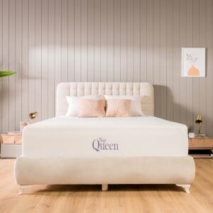 napqueen queen mattress, 8 inch elizabeth cooling gel memory foam mattress, queen bed mattress in a box, certipur-us certified, medium firm, breathable soft fabric cover