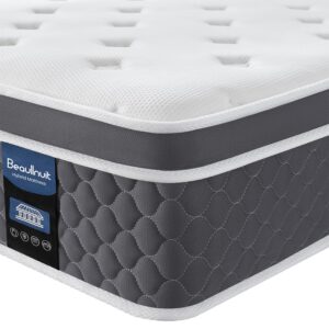 beaullnuit queen mattress,12 inch hybrid mattress in a box, memory foam with pocket springs for pressure relief and motion isolation,medium firm mattress,certipur-us certified,120 night trial