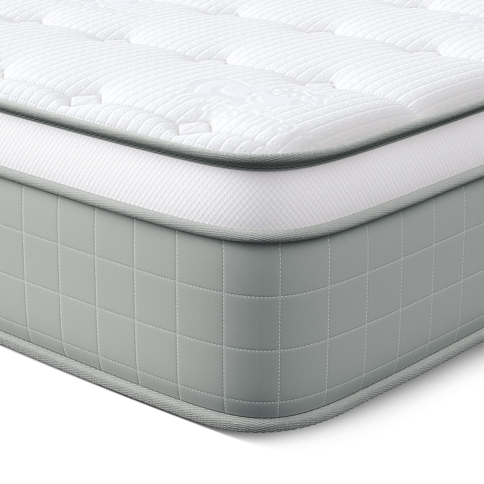 Vesgantti Twin Mattress, 12 Inch Innerspring Hybrid Mattress in a Box, Pressure Relief Pocket Spring Twin Bed Mattress with Memory Foam & Breathable Knitted Fabric, Medium Firm, CertiPUR-US