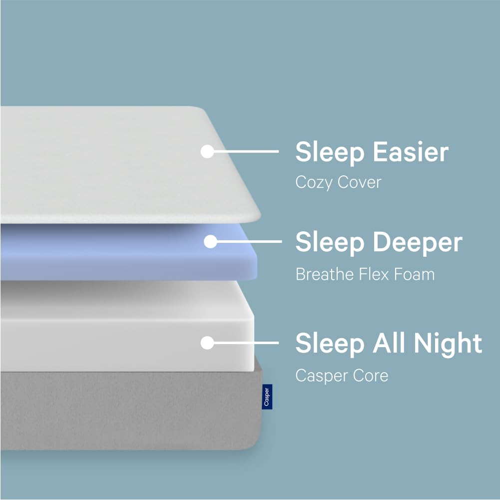 Casper Sleep Element Mattress, Full Size - Memory Foam AirScapeTM Cooling + Support - 100-Night Trial - Medium Firm CertiPUR-US Mattress, Grey