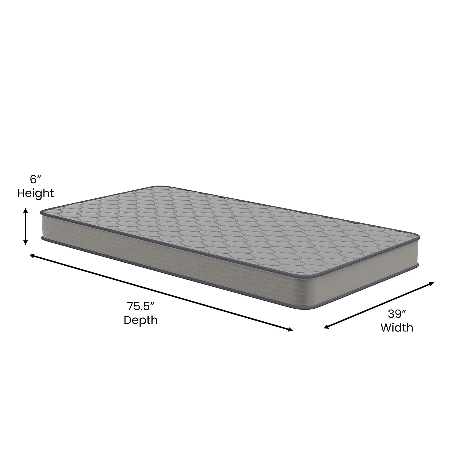 Flash Furniture Capri Comfortable Sleep 6" Hybrid Innerspring and Foam Mattress in a Box, Foam Innerspring Hybrid Mattress, Pressure Relief, Twin