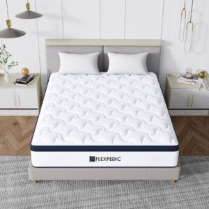 flexpedic 10" twin mattress, memory foam hybrid mattress with space cotton for tight sleep, medium-firm cooling mattress with stronger support, motion isolation &pressure relieving