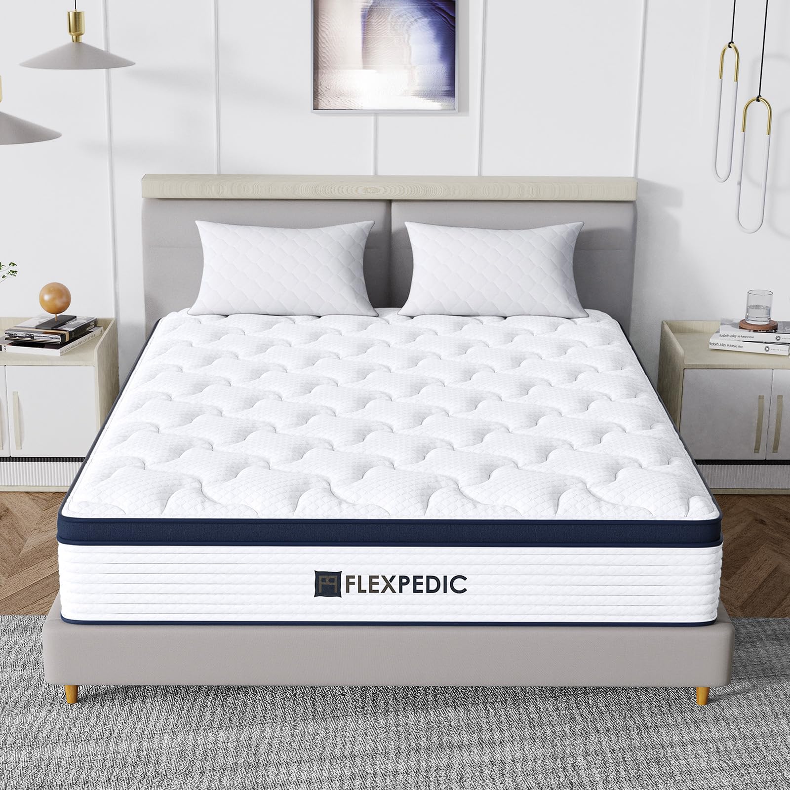 FLEXPEDIC 10" Twin Mattress, Memory Foam Hybrid Mattress with Space Cotton for Tight Sleep, Medium-Firm Cooling Mattress with Stronger Support, Motion Isolation &Pressure Relieving