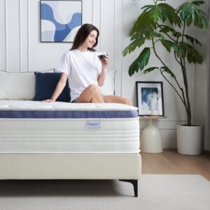 dourxi queen mattress, 12 inch hybrid queen size memory foam mattress in a box, individually pocket spring for pressure-relief and supportive, non-fiberglass mattressess - medium