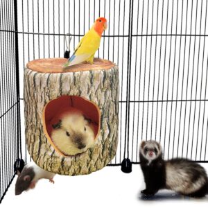 eaedmy guinea pig rat ferret tree hole bed and hammock tunnel, ferret hanging bunk bed hammock, parrot bird tree hole, small animals hideout and soft bed (3.tree hole bed)