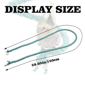 Dnoifne 59 Inches Bird Spiral Rope Perch, Bird Rope Swing Perch, Bird Cage Stand Pole Accessories, Bird Standing Climbing Toy for Parrot Parakeet Budgies Lovebirds Cockatiels (59"/1.5 M)