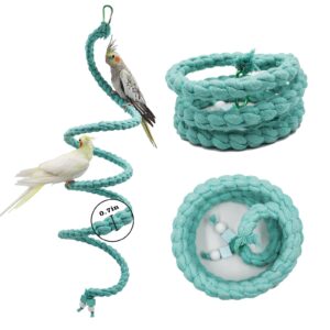 Dnoifne 59 Inches Bird Spiral Rope Perch, Bird Rope Swing Perch, Bird Cage Stand Pole Accessories, Bird Standing Climbing Toy for Parrot Parakeet Budgies Lovebirds Cockatiels (59"/1.5 M)