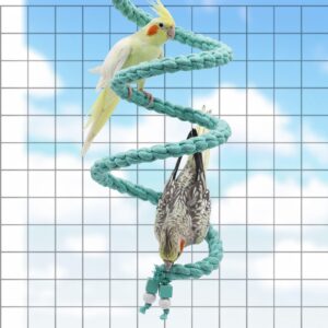 Dnoifne 59 Inches Bird Spiral Rope Perch, Bird Rope Swing Perch, Bird Cage Stand Pole Accessories, Bird Standing Climbing Toy for Parrot Parakeet Budgies Lovebirds Cockatiels (59"/1.5 M)