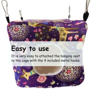 Oncpcare Cube Hamster Cotton Nest, Winter Warm Sugar Glider Bed House, Small Pet Plush Hanging Hammock for Birds Parrot Sugar Glider Ferrets Rat Hamster Squirrel Guinea Pig Chinchilla Marmosets Bunny