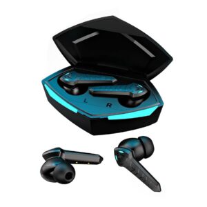 sgnics bluetooth 5.2 wireless earbuds gaming headphones for microsoft surface duo, low latency with cool lights, true wireless gaming headset music/gaming mode - black