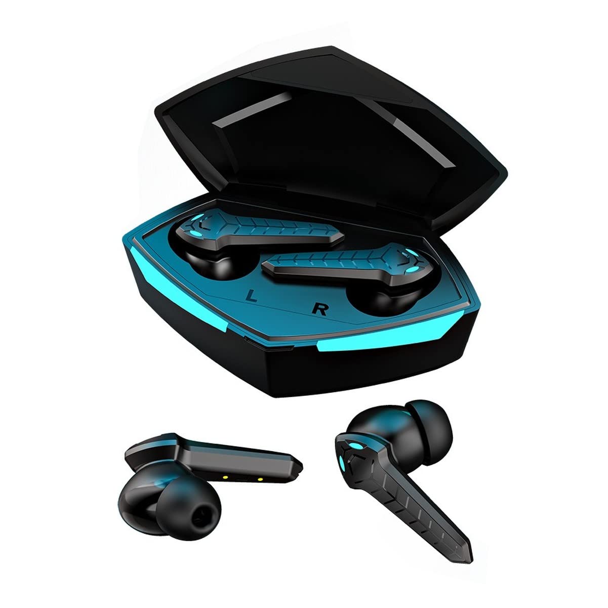 SGNICS Bluetooth 5.2 Wireless Earbuds Gaming Headphones for Microsoft Surface Duo, Low Latency with Cool Lights, True Wireless Gaming Headset Music/Gaming Mode - Black