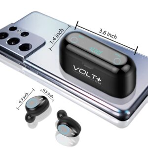 Volt Plus TECH Wireless V5.0 Bluetooth Earbuds Compatible with Microsoft Surface Duo 2 LED Display, Mic 8D Bass IPX7 Waterproof/Sweatproof (Black)