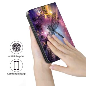 Case for Microsoft Surface Duo Case,Surface Duo Leather Case 2020, AIRWEE Ultra Slim Hard PC Back Case Protective Fold Cover for Microsoft Surface Duo,Dragonfly Starry Sky