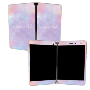 mighty skins skin for microsoft surface duo - through christ | protective, durable, and unique vinyl decal wrap cover | easy to apply, remove, and change styles | made in the usa (misurduo-through christ)