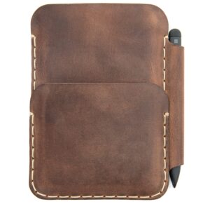 leather case for microsoft surface duo 2 / duo. with pen holder and card pocket (brown, for bare surface duo 2)