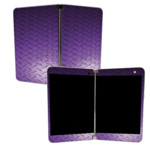 mighty skins skin for microsoft surface duo - purple diamond plate | protective, durable, and unique vinyl decal wrap cover | easy to apply | made in the usa