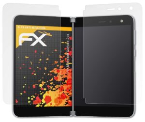 atfolix screen protector compatible with microsoft surface duo screen protection film, anti-reflective and shock-absorbing fx protector film (set of 3)