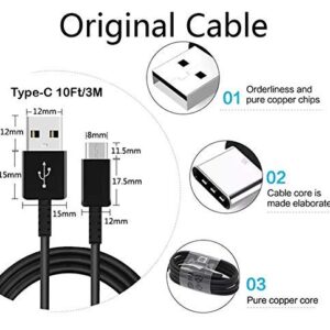 Original 10ft USB-C Cable Works for Microsoft Surface Duo with Fast Charging and Data Transfer. (Black 3M)