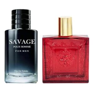 lomitin savage pour home & lion versatile red flame cologne for men, eau de toilette natural spray, (inspired by sauvage & versase red flame) 3.4oz fl oz/100ml each