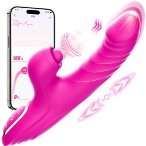 adult sex toys thrusting dildo - sex toy rabbit vibrator with 10 vibrating 7 thrust mode with licking, g spot clitoral toys for women female and couples pleasure games