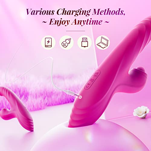 Adult Sex Toys Thrusting Dildo - Sex Toy Rabbit Vibrator with 10 Vibrating 7 Thrust Mode with Licking, G Spot Clitoral Toys for Women Female and Couples Pleasure Games